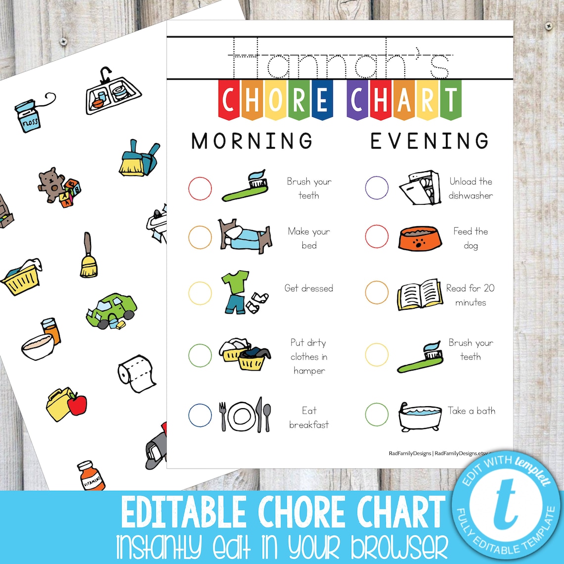 KIDS CHORE CHART Picture Chore Chart for Kids Printable - Etsy