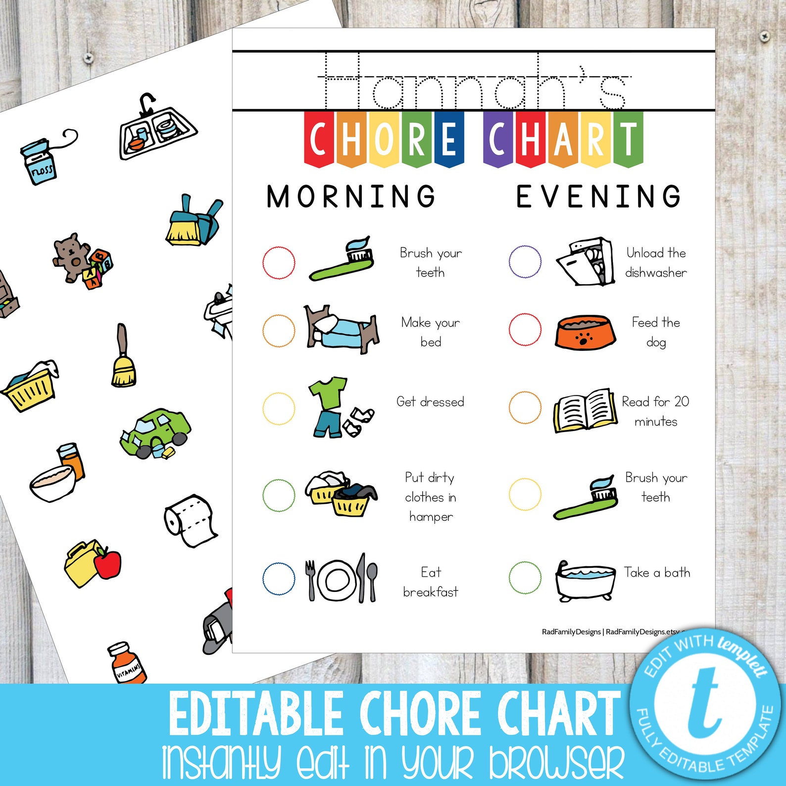KIDS CHORE CHART Custom Picture Chore Chart Kids Job Chart - Etsy