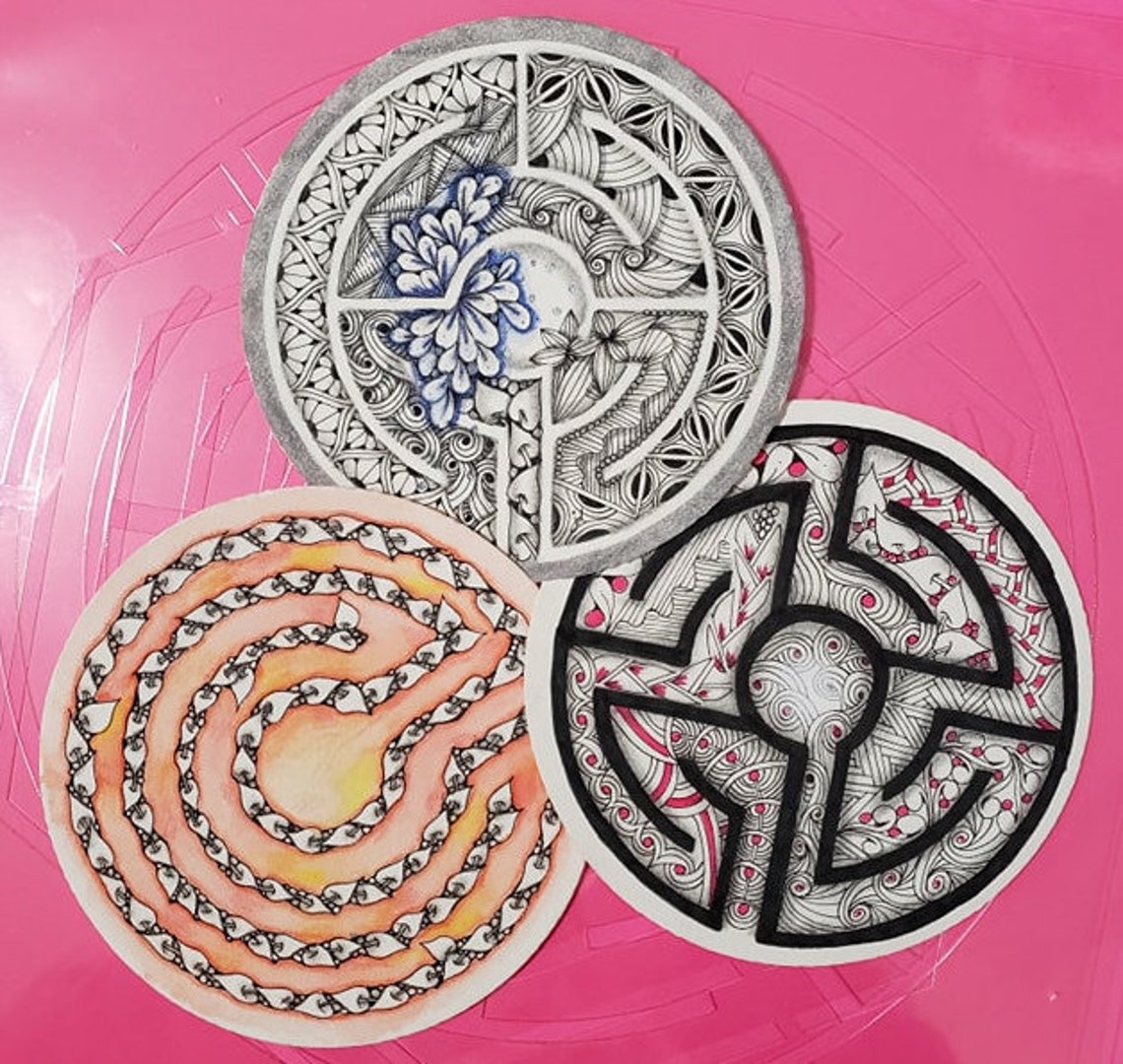 Salted Pink Labyrinth™ Mandala Stencil Set of 3 | Etsy