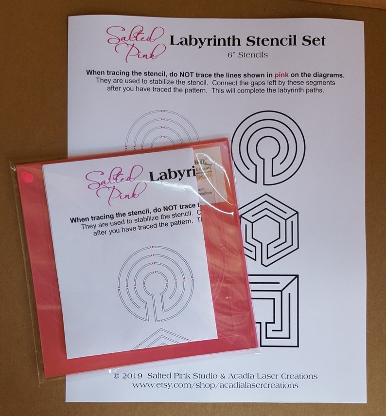 6 Salted Pink Labyrinth™ Stencil Set of 3 | Etsy