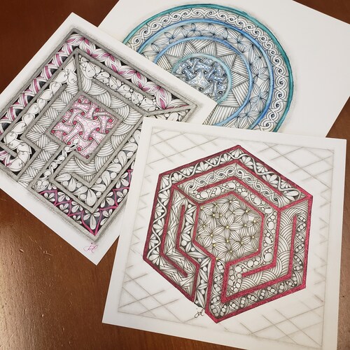6 Salted Pink Labyrinth™ Stencil Set of 3 | Etsy