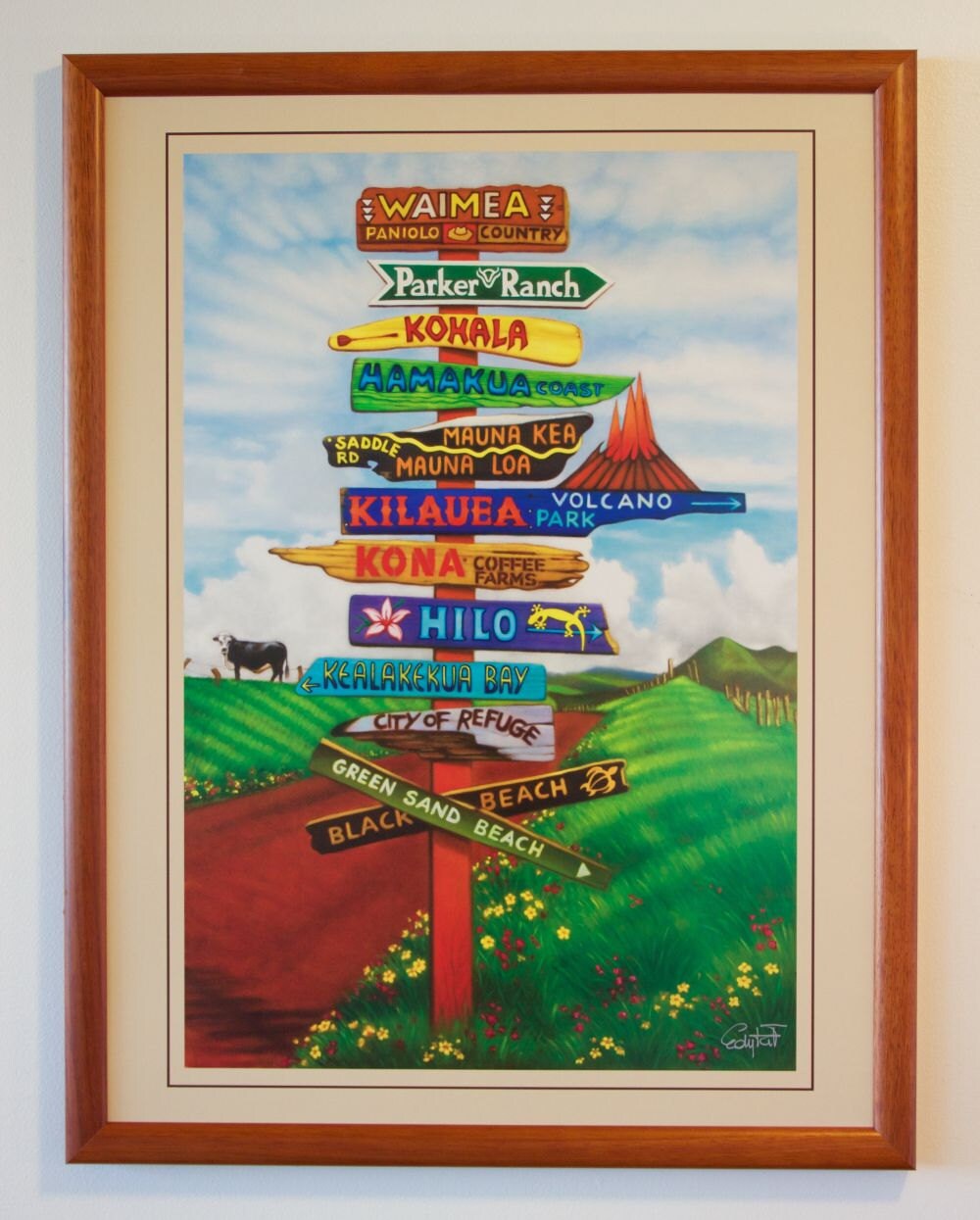 Big Mana - Hawaiian Travel Signpost Art Painting Poster - Etsy