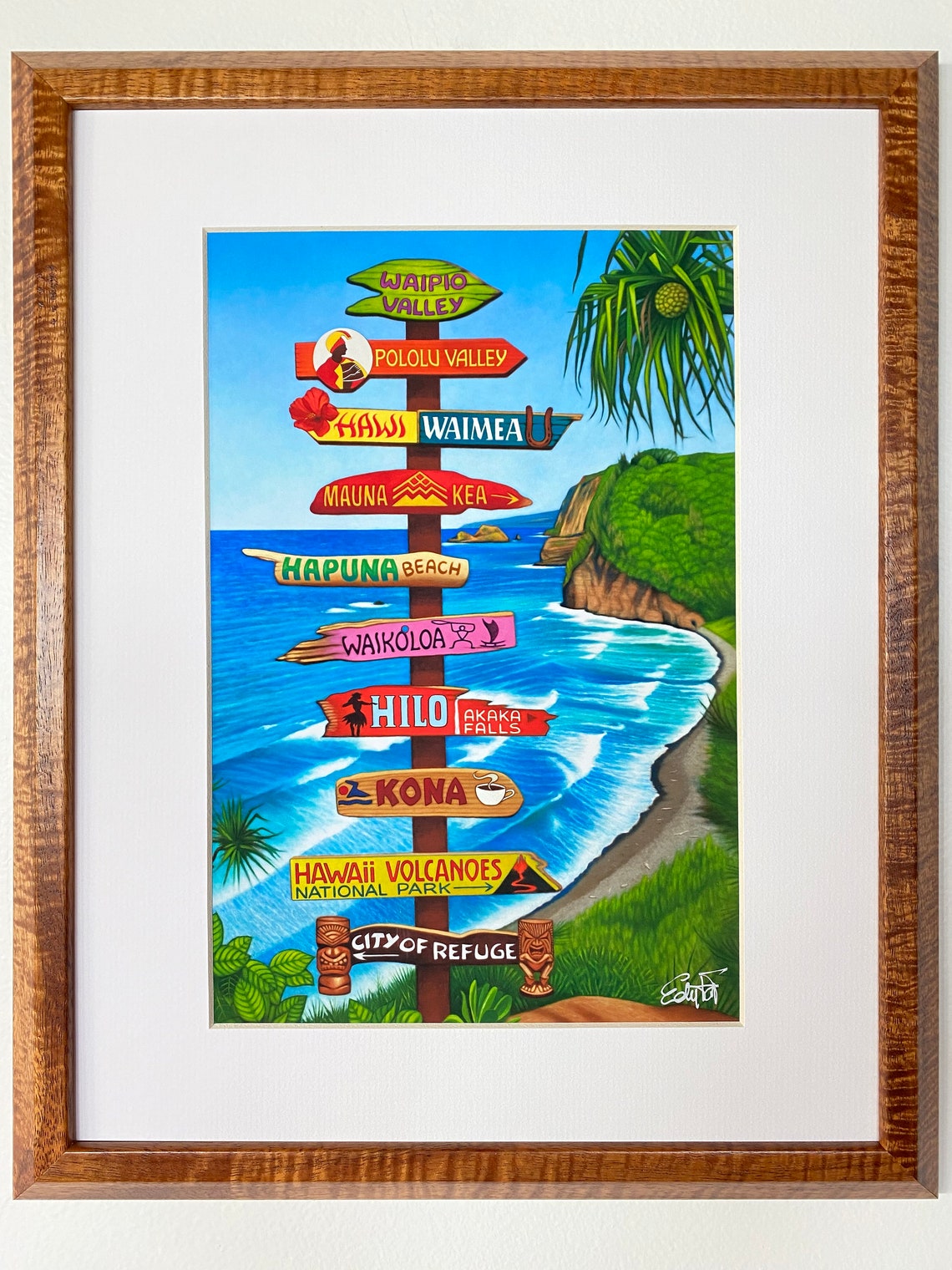 GO BIG Hawaiian Signpost Art Print Big Island. - Etsy