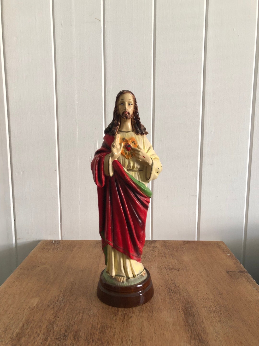 Vintage Jesus Statue Religious Figurine Wooden Base, Made in Italy - Etsy