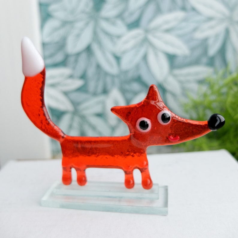 Glass Fox Figurine Fused Glass Fox Glass Figurine Glass - Etsy