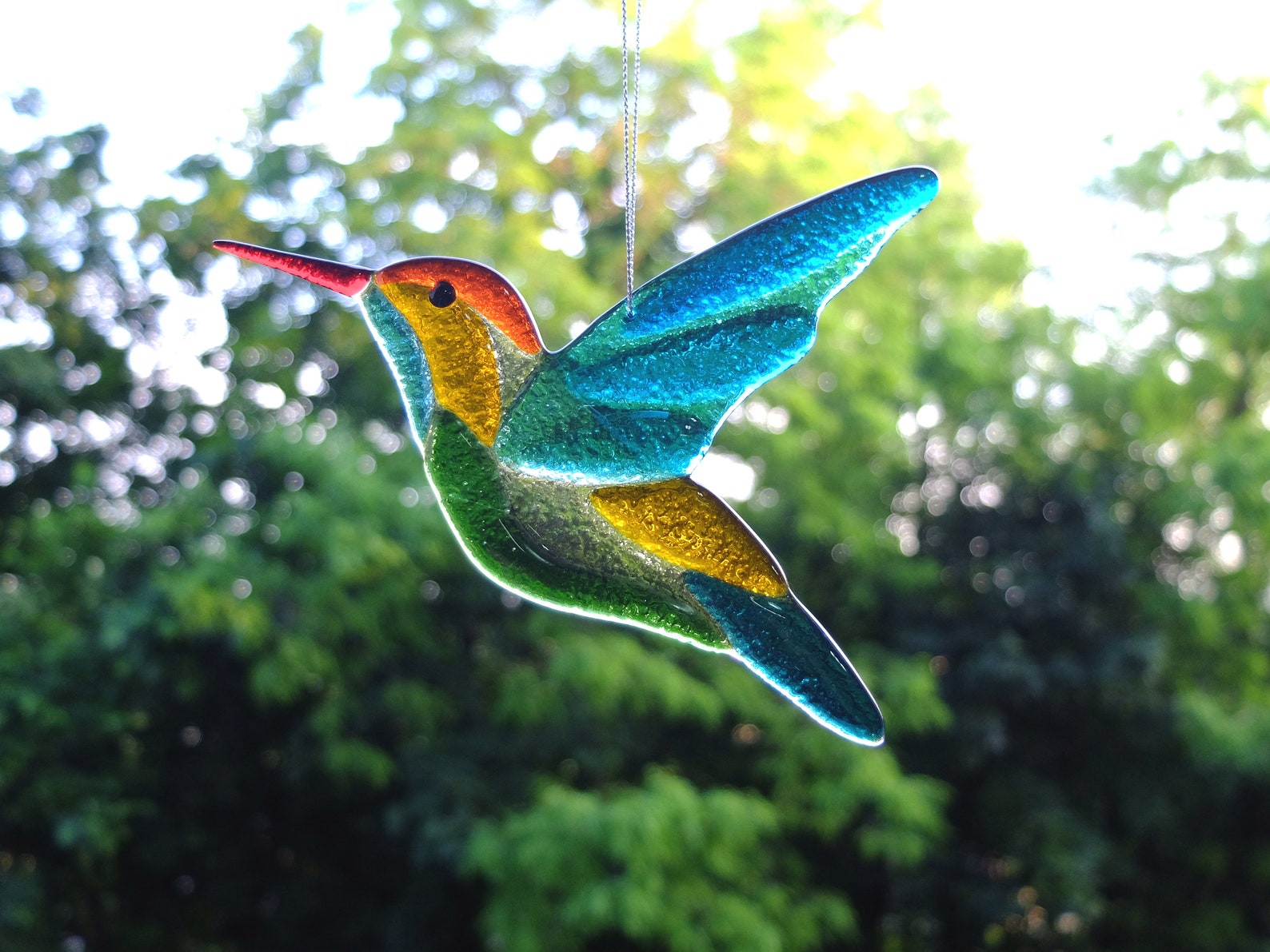 Hummingbird Glass Suncatcher Hummingbird Gift Bird Lover - Etsy