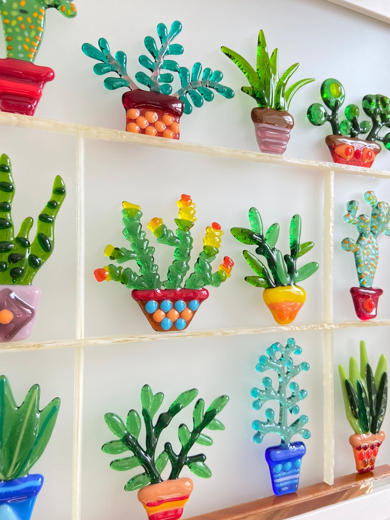 Fused Glass Plant Wall Art: Botanical Sculpture, Urban Jungle Decor - Etsy
