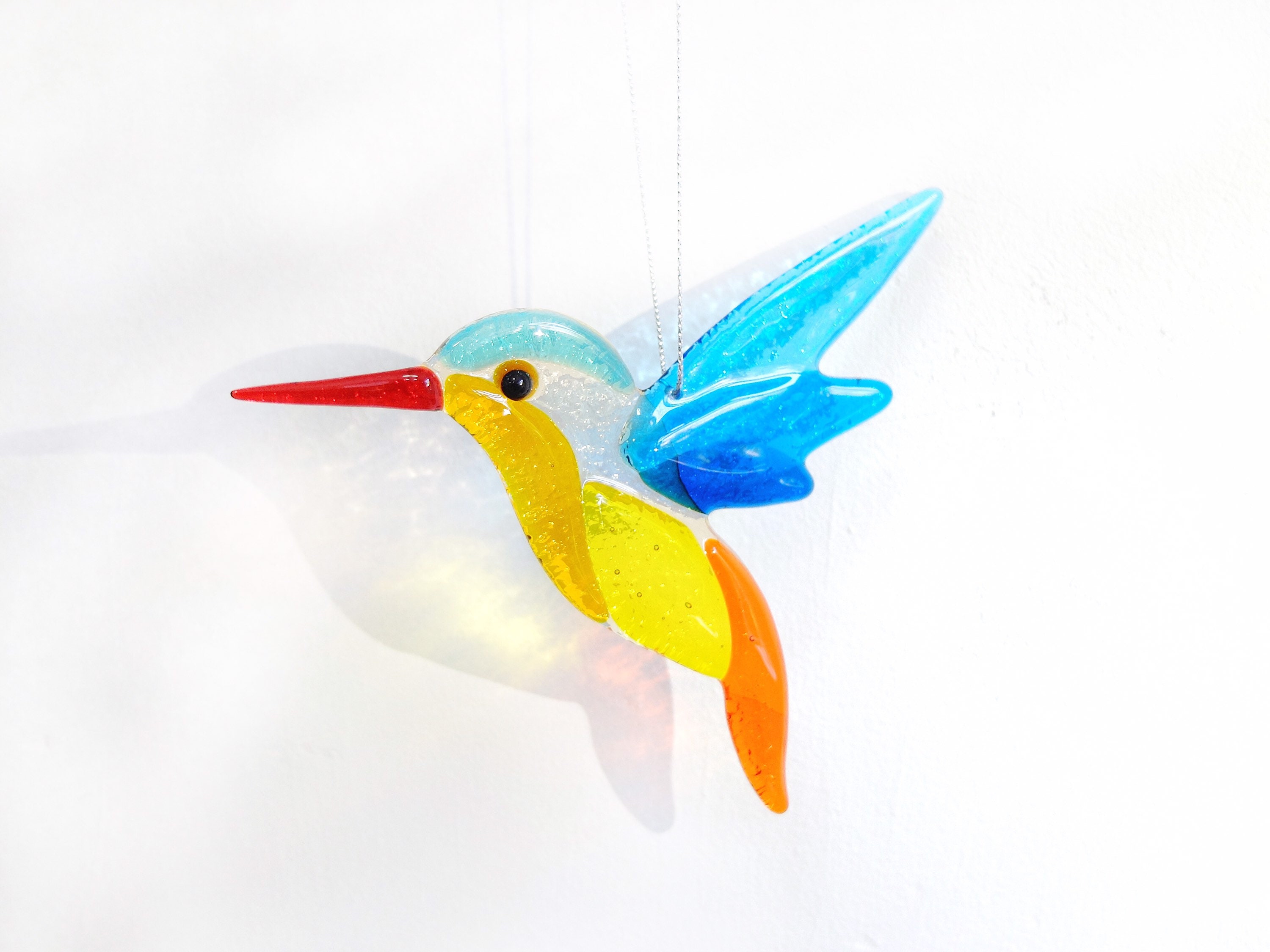 Hummingbird Fused Glass Suncatcherbird Suncatcher Glass | Etsy UK