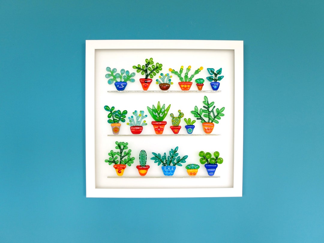 Fused Glass Plants Wall Art: 3D Nature Decor (13.78") - Etsy