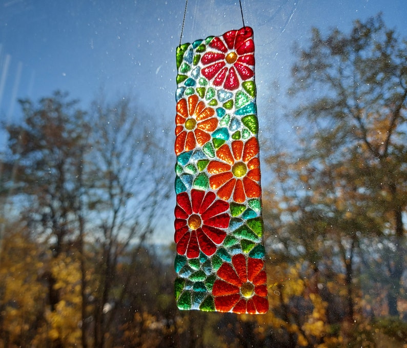 Fused Glass Flower Suncatcher Flower Art Glass Glass - Etsy