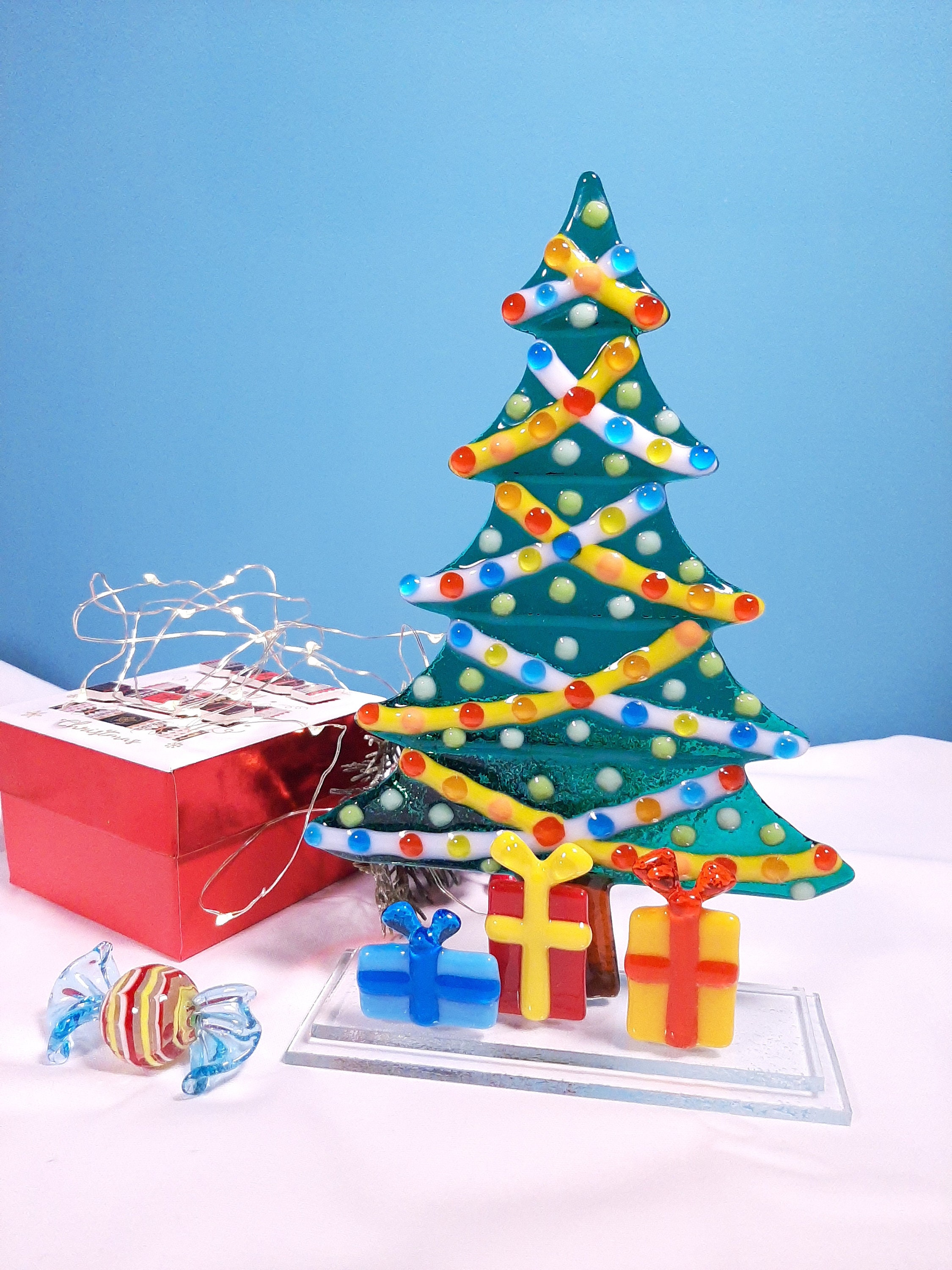 Glass Christmas Tree With Gifts Gift for Family Present - Etsy UK