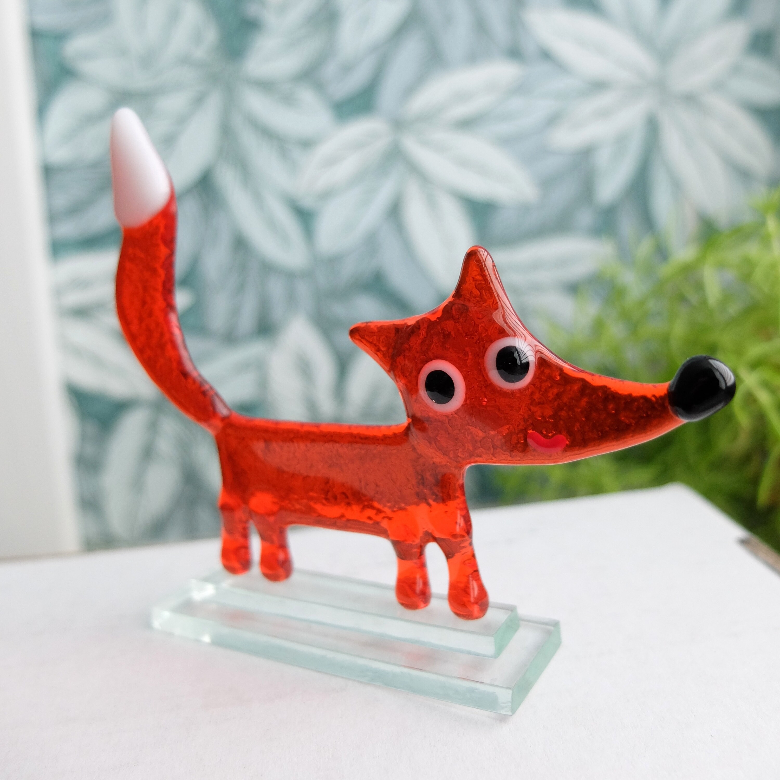Glass Fox Figurine Fused Glass Fox Glass Figurine Glass | Etsy