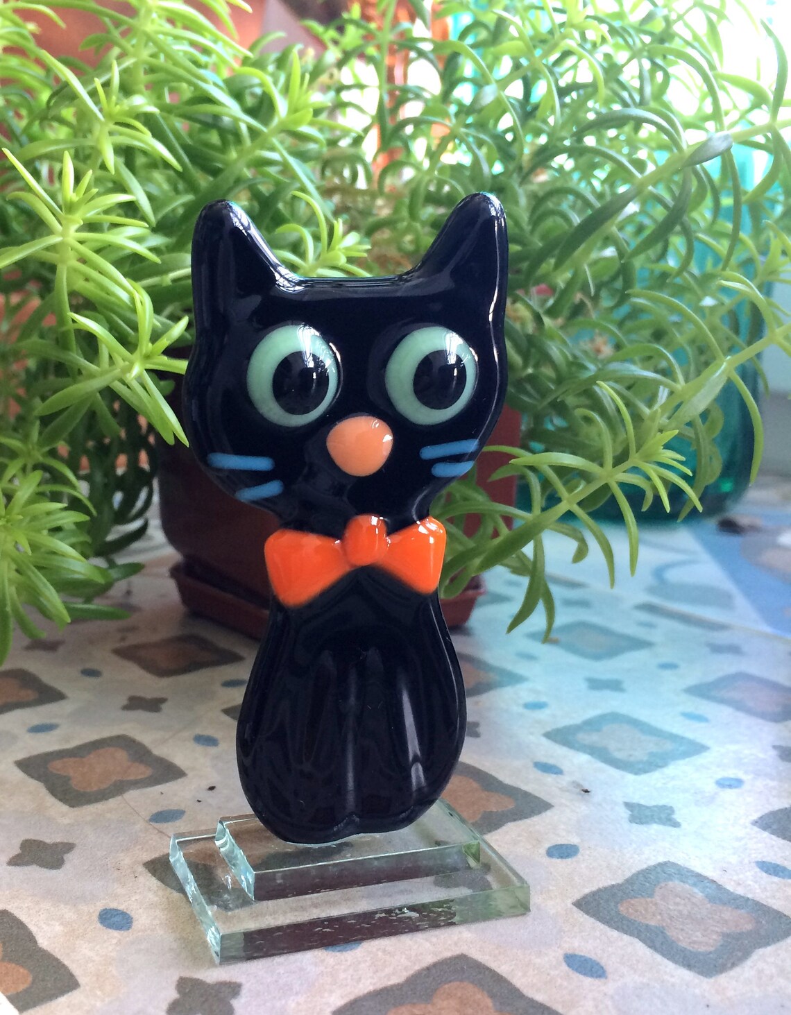 Black Glass Cat Glass Cat Sculpture Cat Figurine Glass - Etsy