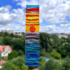 Fused Glass Sunset Suncatcher: Handmade Window Hanging - Etsy