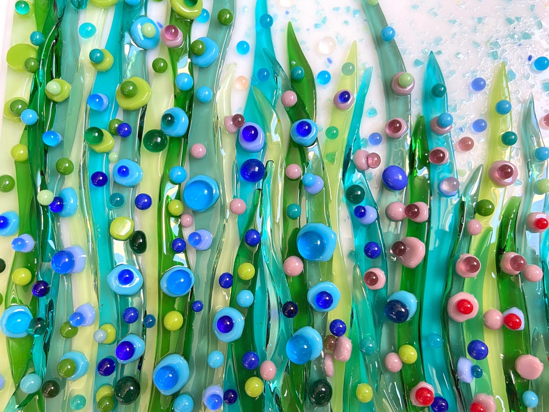 Handmade Fused Glass Wall Art, Modern 3D Design, 9.8