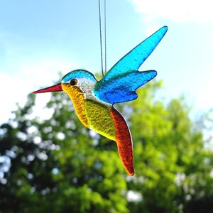 Hummingbird Fused Glass Suncatcher,bird Suncatcher, Glass Hummingbird ...