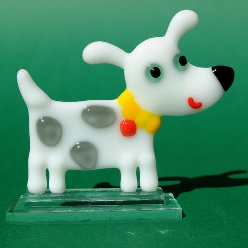 Fused Glass Dog With Yellow Collar Dog Figurine Dog Gift - Etsy