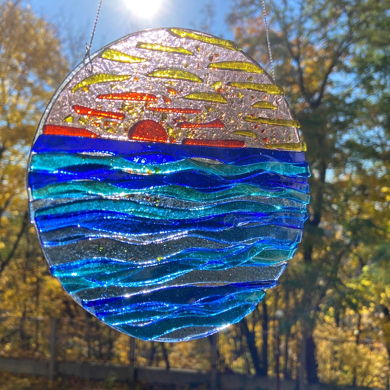 Fused Glass Beach Scene - Etsy