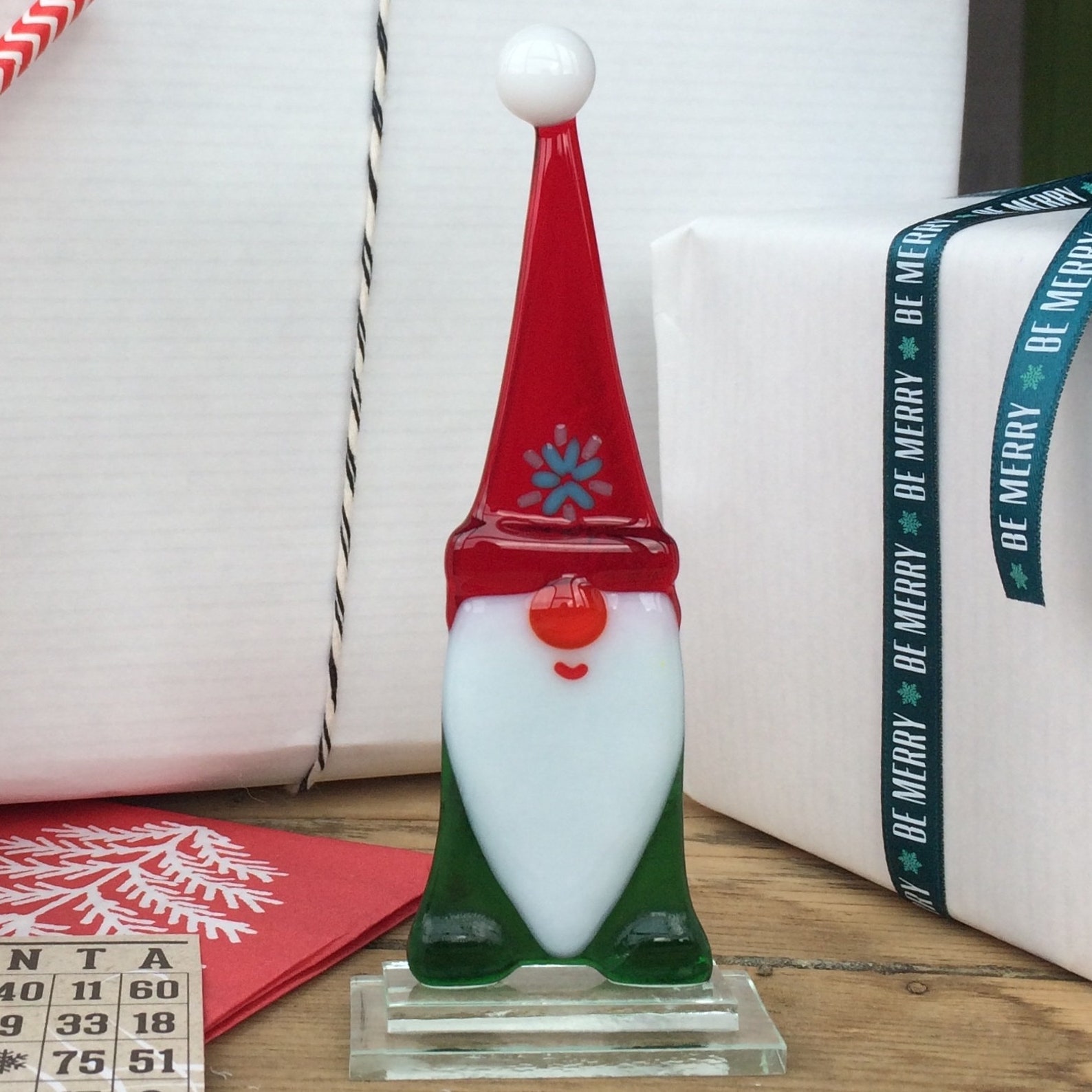 Christmas Gnome Fused Glass Gnome Christmas Decor Christmas - Etsy