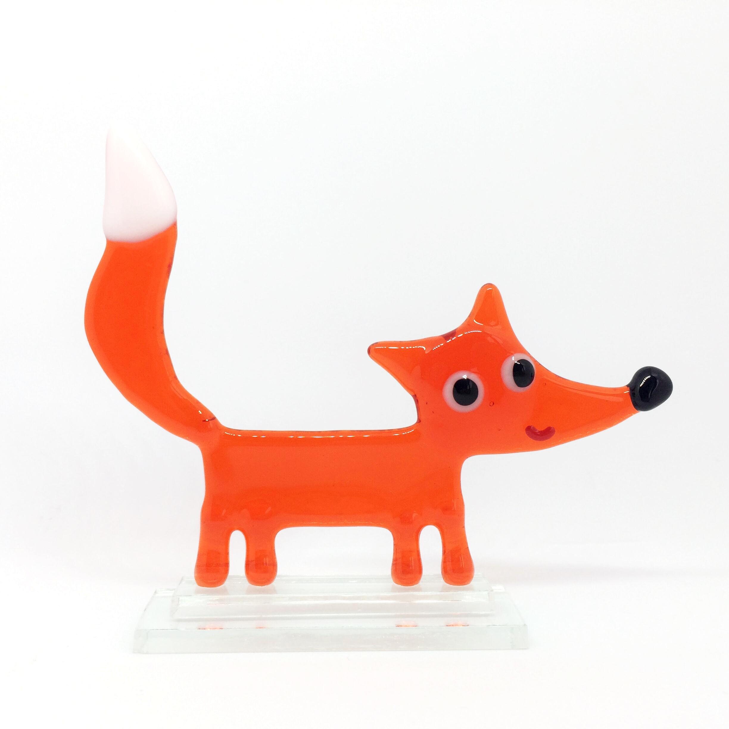 Glass Fox Figurine Fused Glass Fox Glass Figurine Glass | Etsy