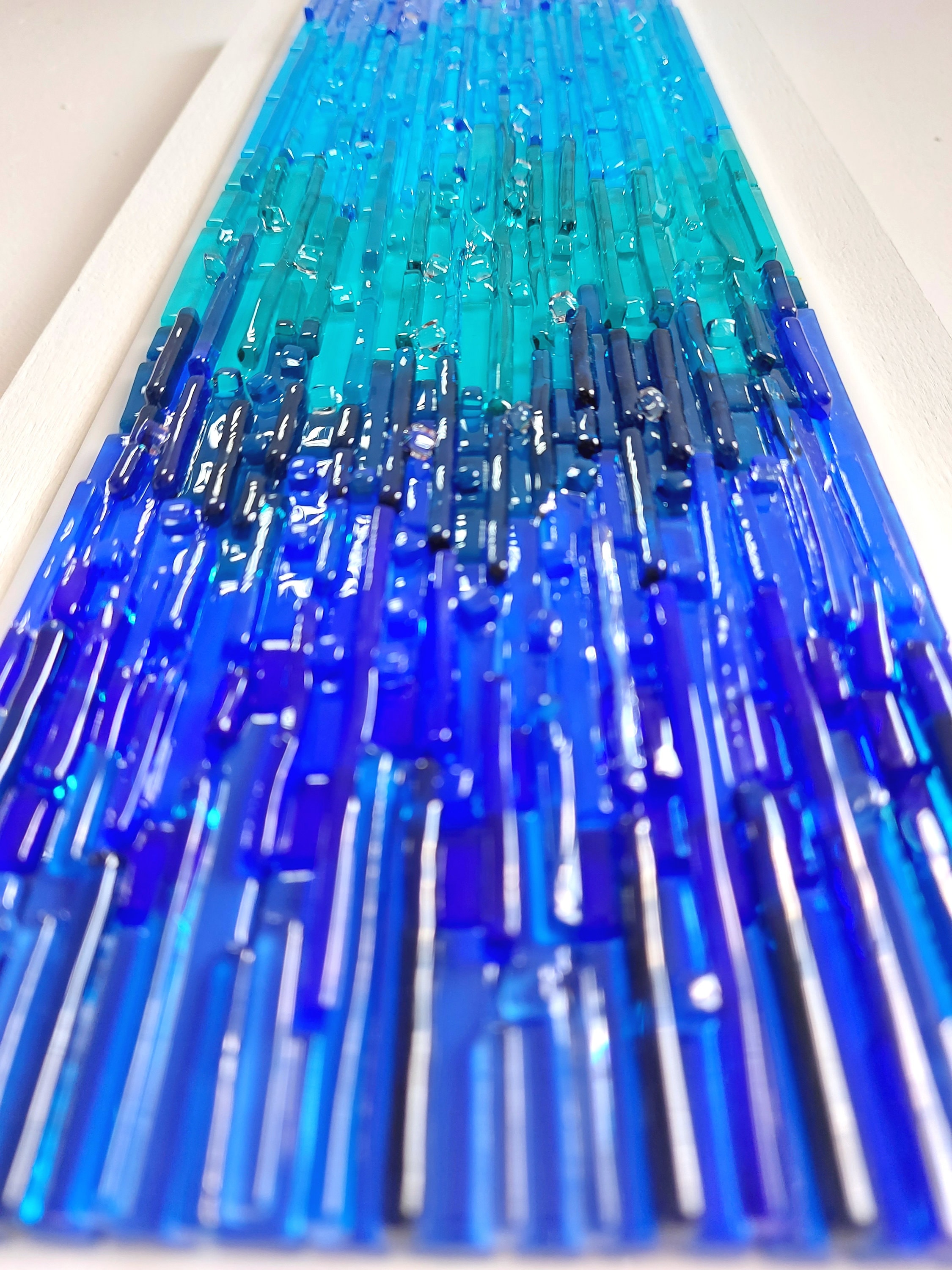 Glass Wall Art Coastal Wall Decor Living Room Wall Art Blue Etsy