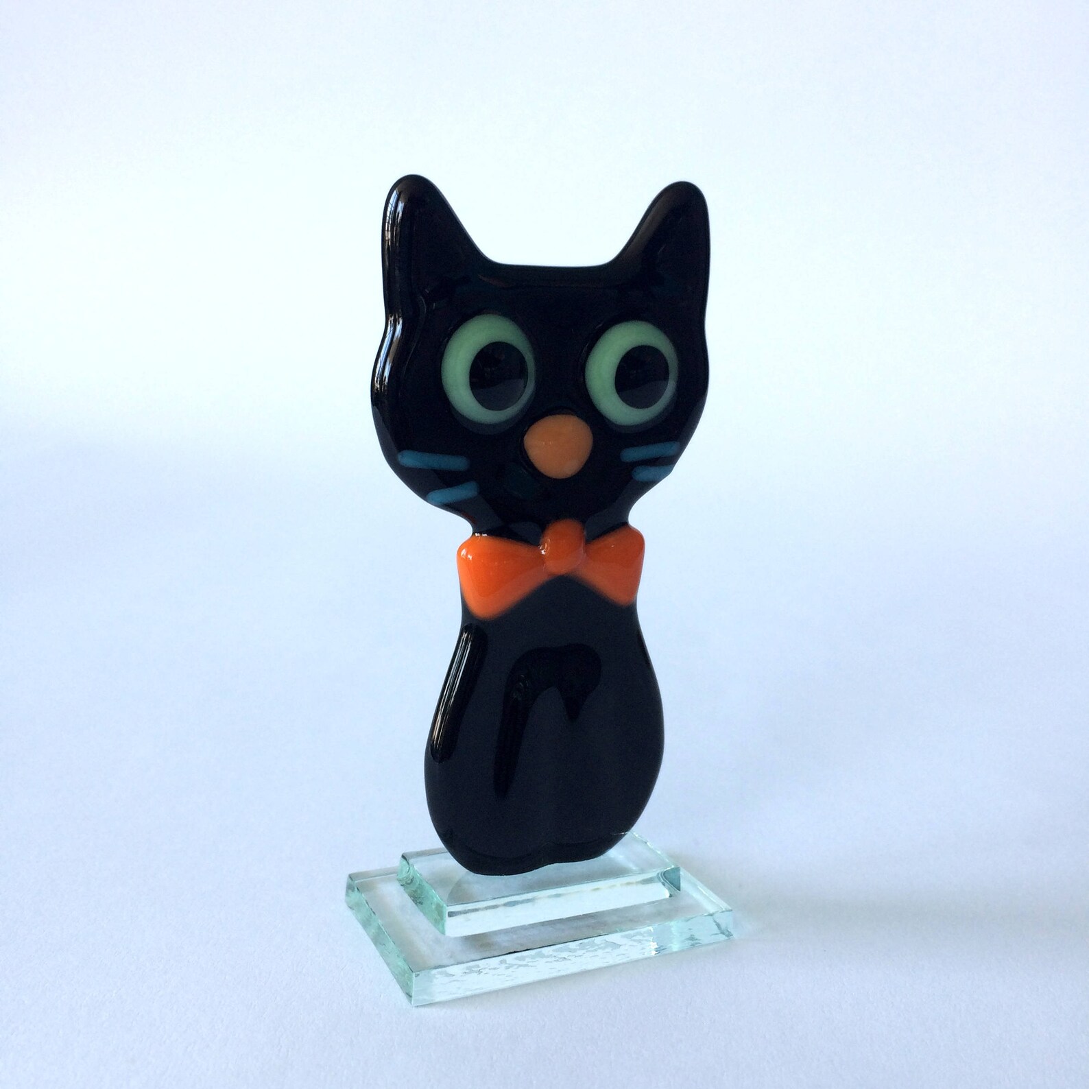Black Glass Cat Glass Cat Sculpture Cat Figurine Glass - Etsy