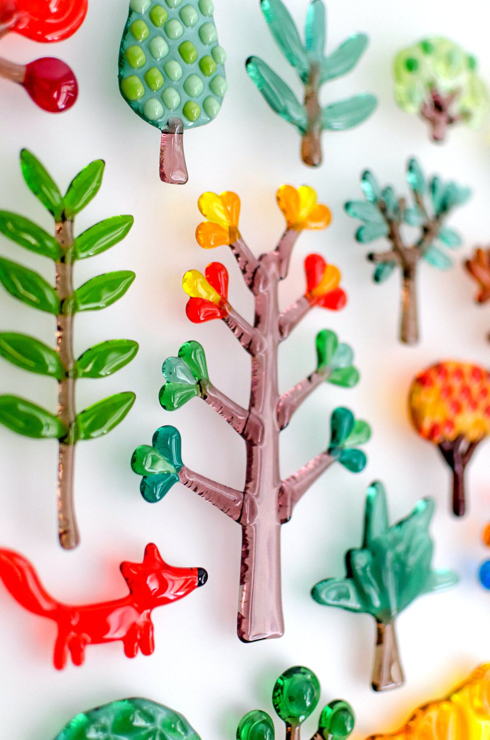 Fox Wall Art Art Glass Fox in the Forest Fused Glass Art | Etsy