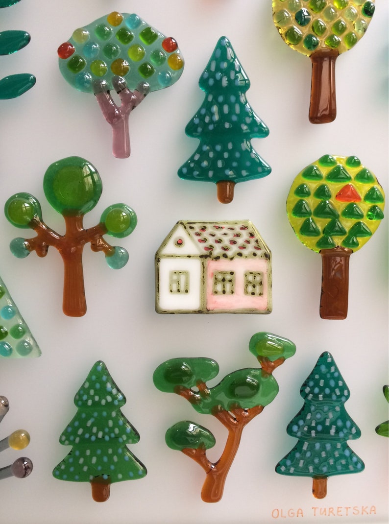 House in the Forest. Art Glass. Fused Glass Panel. Unique Art - Etsy