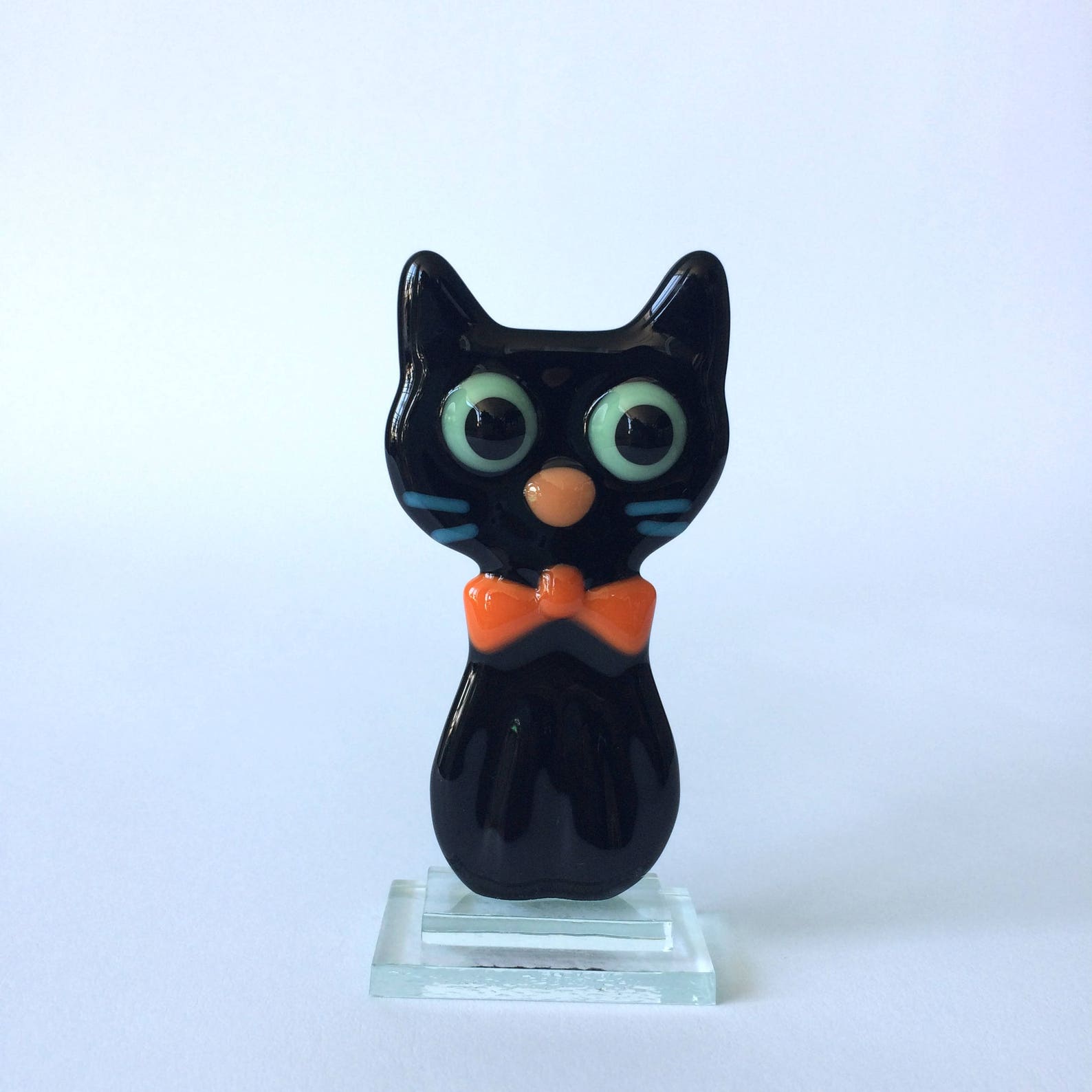 Black Glass Cat Glass Cat Sculpture Cat Figurine Glass - Etsy