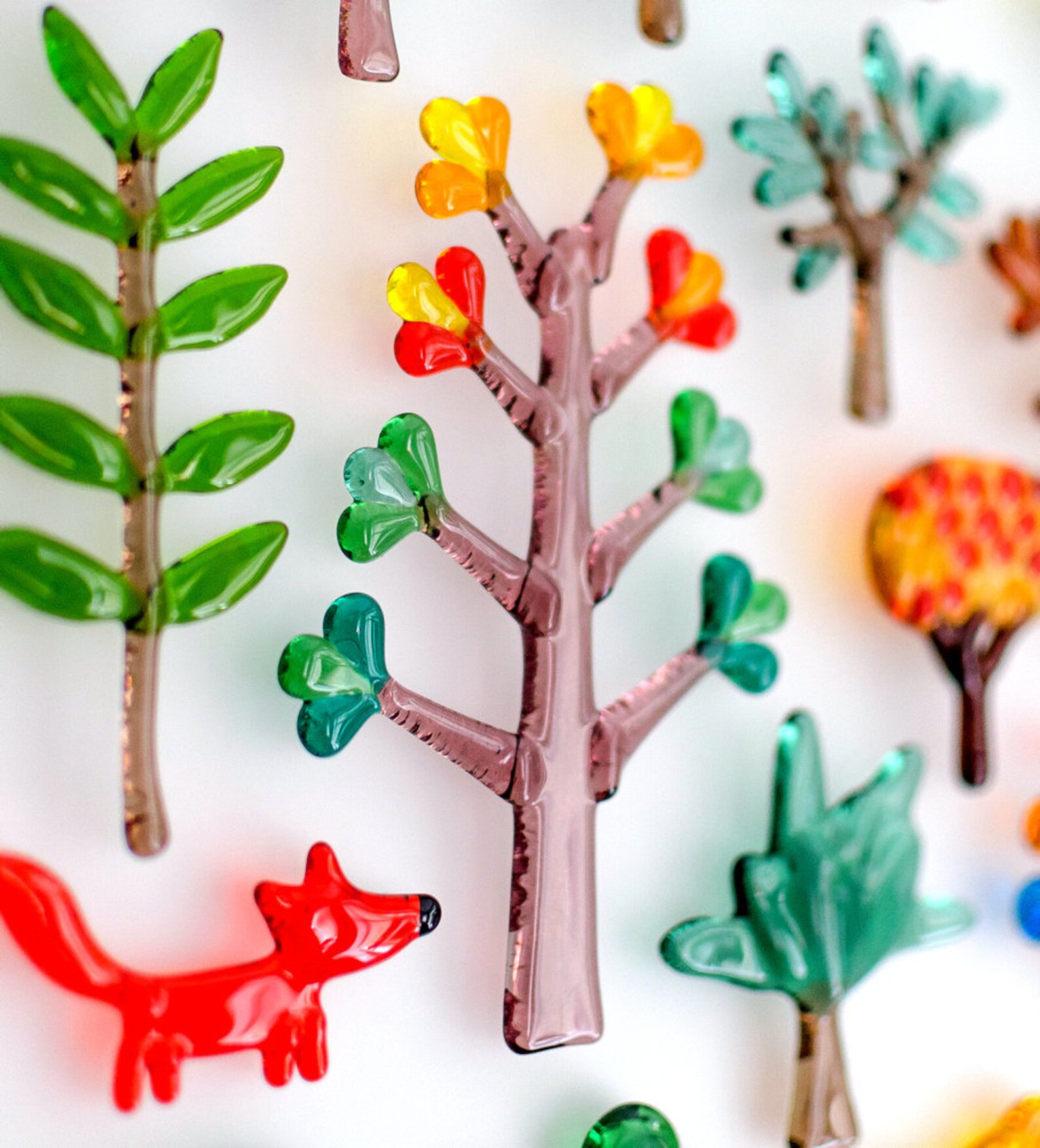 Fox Wall Art Art Glass Fox in the Forest Fused Glass Art | Etsy