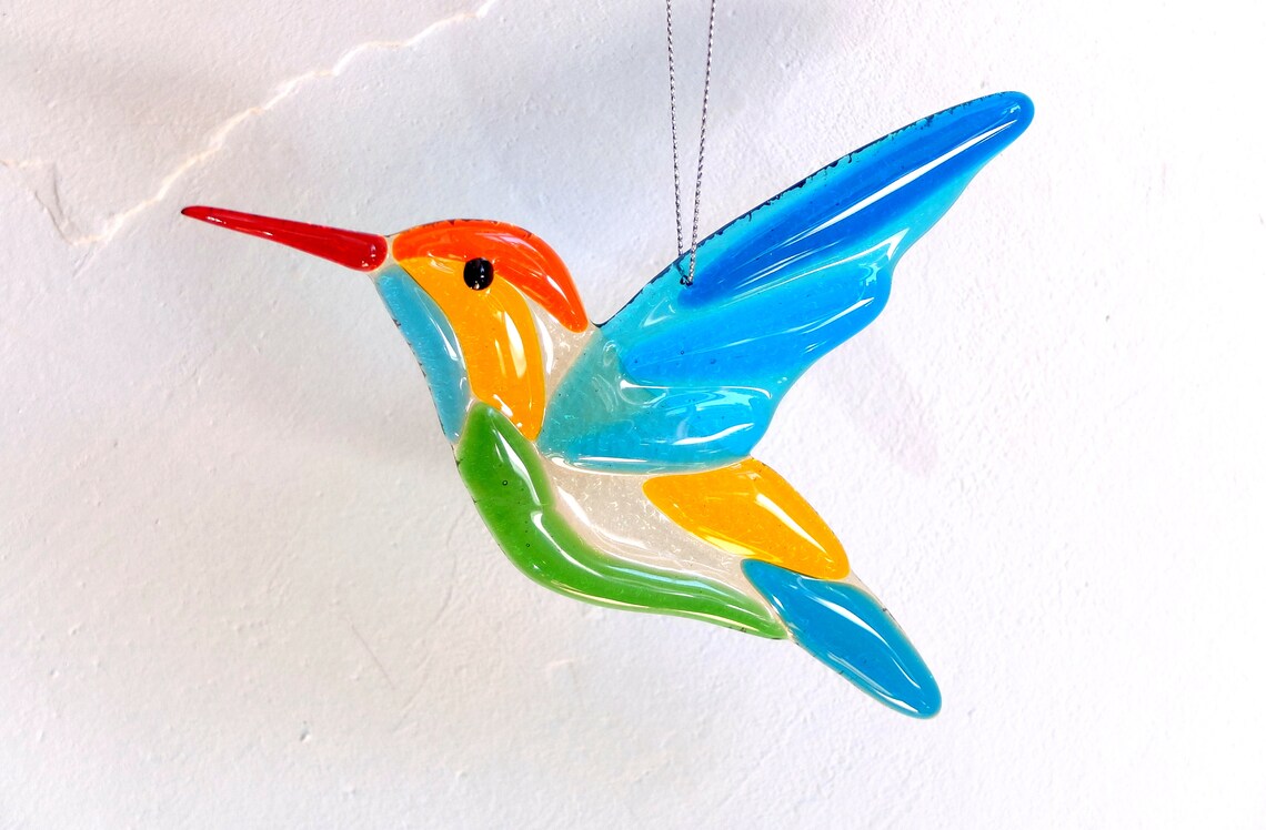 Hummingbird Glass Suncatcher Hummingbird Gift Bird Lover - Etsy