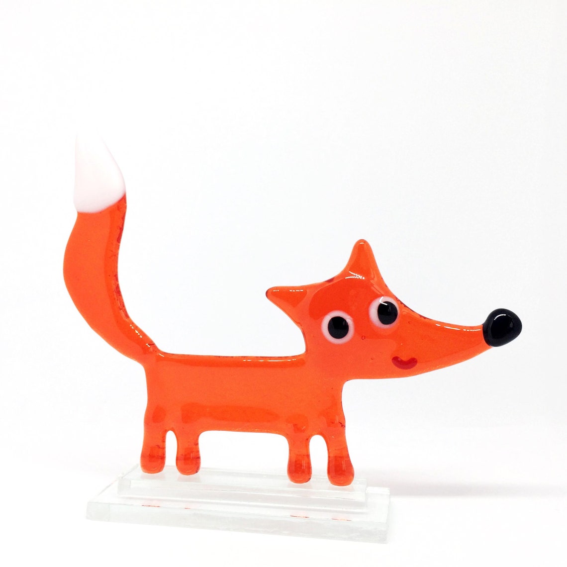 Glass Fox Figurine Fused Glass Fox Glass Figurine Glass | Etsy