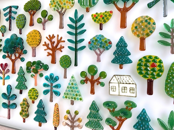 House in the Forest. Art Glass. Fused Glass Panel. Unique Art - Etsy