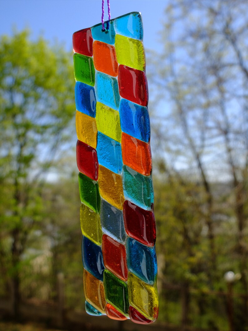 Fused Glass Rainbow Suncatcher Glass Light Catcher Colorful - Etsy