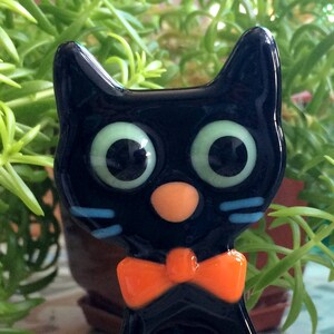 Black Glass Cat, Glass Cat Sculpture, Cat Figurine, Glass Souvenir ...