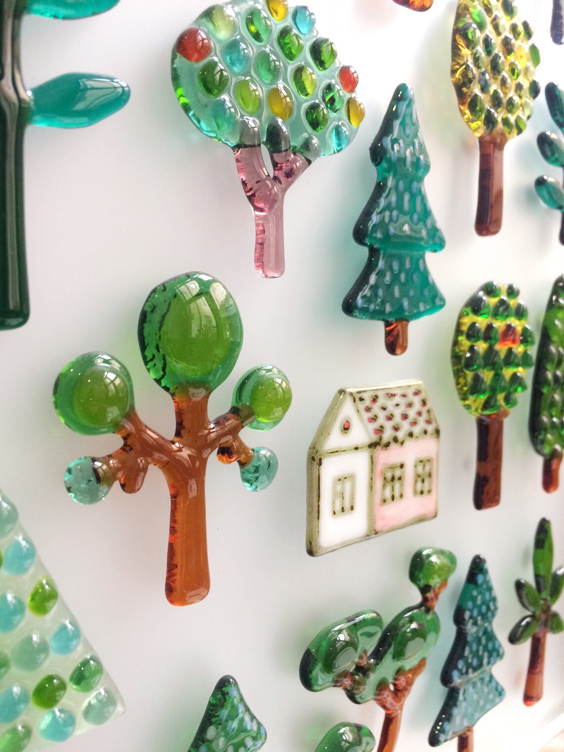 House in the forest. Art glass. Fused glass panel. Unique art | Etsy