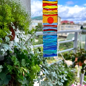 Fused Glass Sunset Suncatcher: Handmade Window Hanging - Etsy