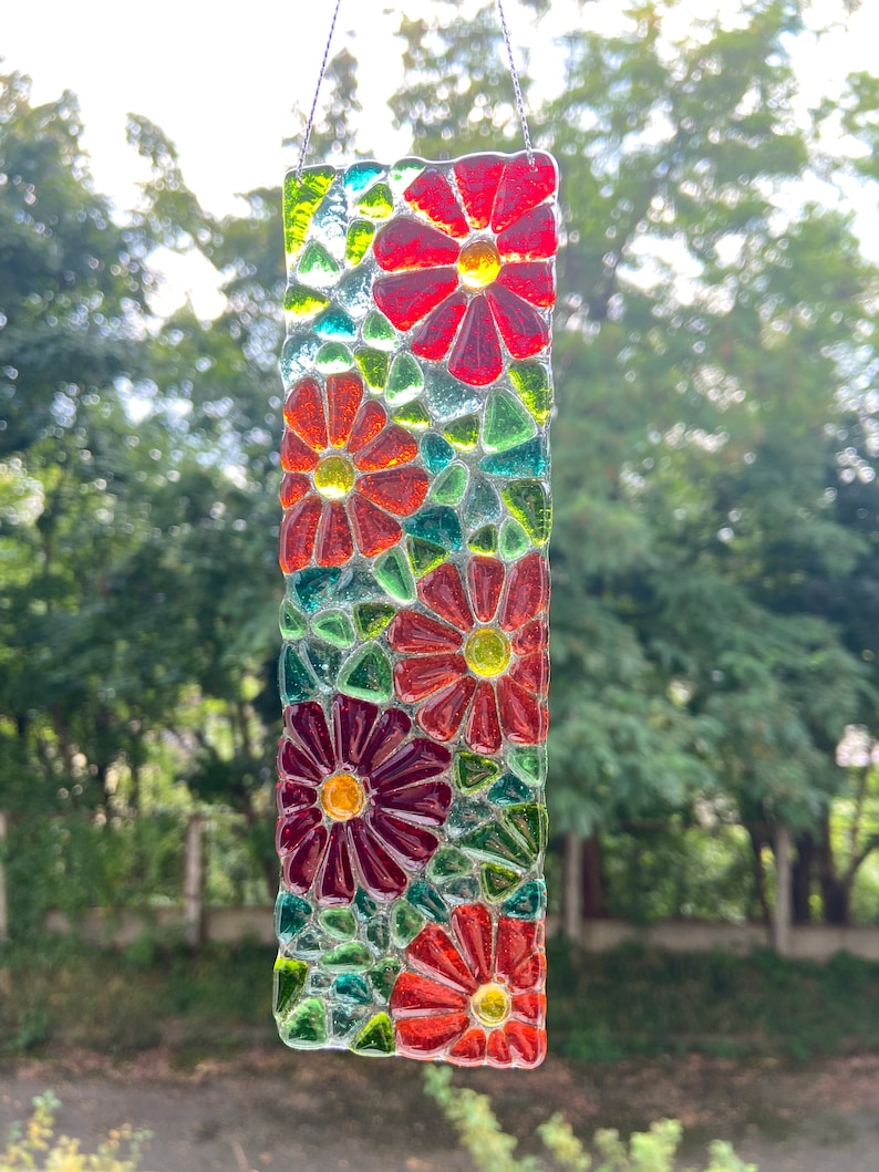 Fused Glass Flower Suncatcher Flower Art Glass Glass - Etsy