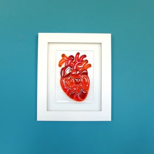 Glass Heart Wall Decor, Heart Wall Art, Anatomical Heart, Fused Glass ...