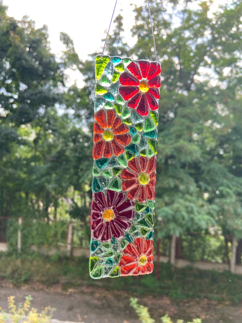 Fused Glass Flower Suncatcher Flower Art Glass Glass - Etsy