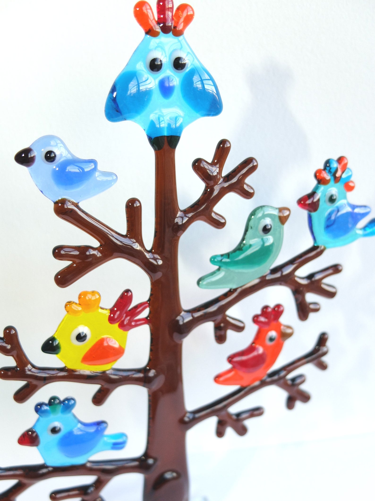 Fused Glass Tree With Birds Color Glass Birds Glass | Etsy