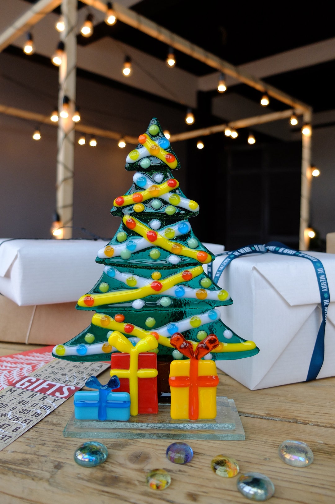 Glass Christmas Tree With Gifts, Gift for Family, Present Under the ...