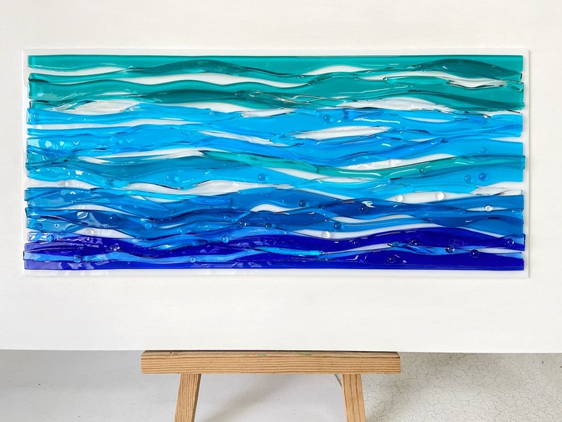 Ocean Waves Glass Wall Art Sea View Scene Blue Ocean Art Etsy
