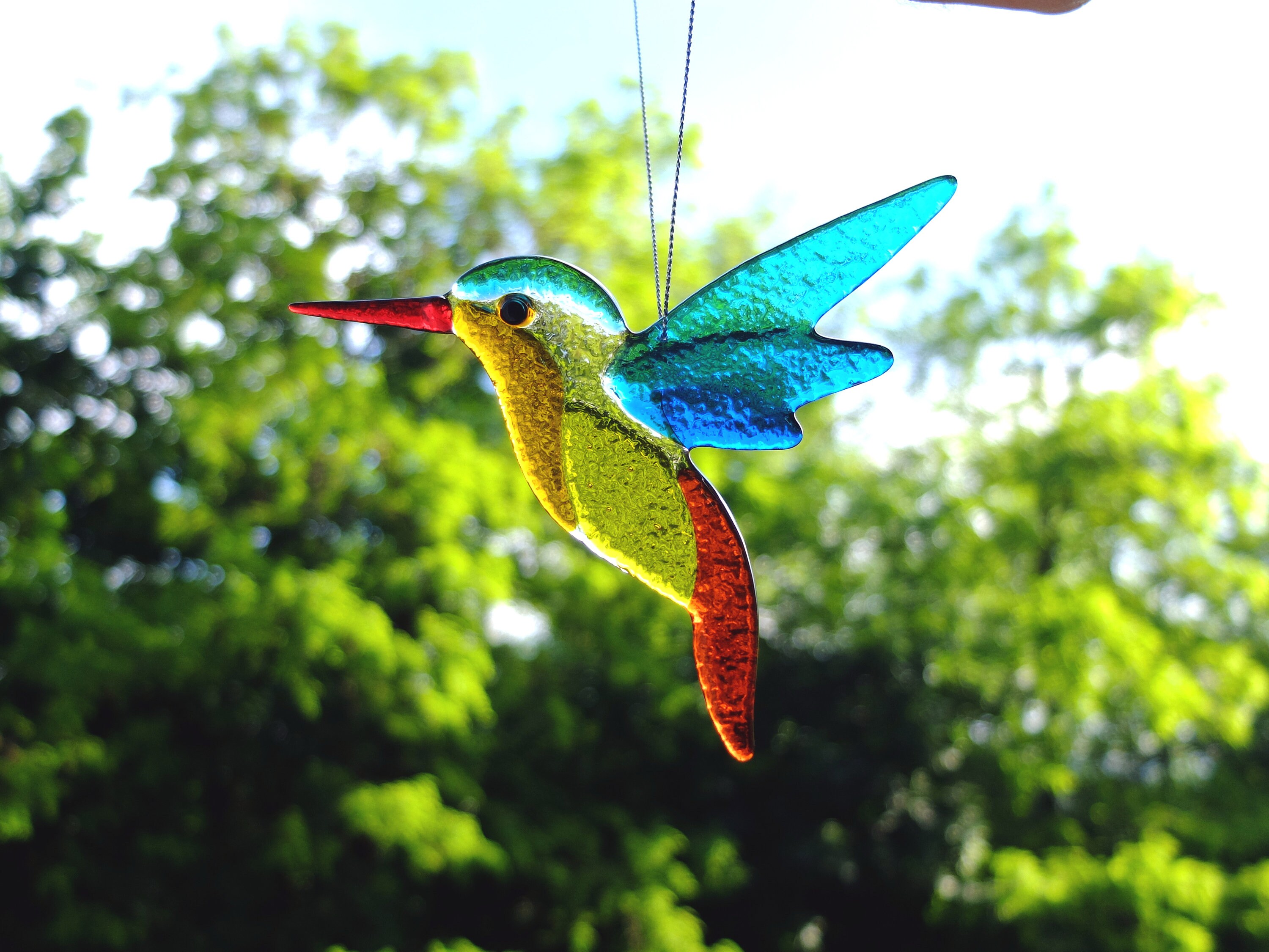 Hummingbird Fused Glass Suncatcherbird Suncatcher Glass | Etsy UK