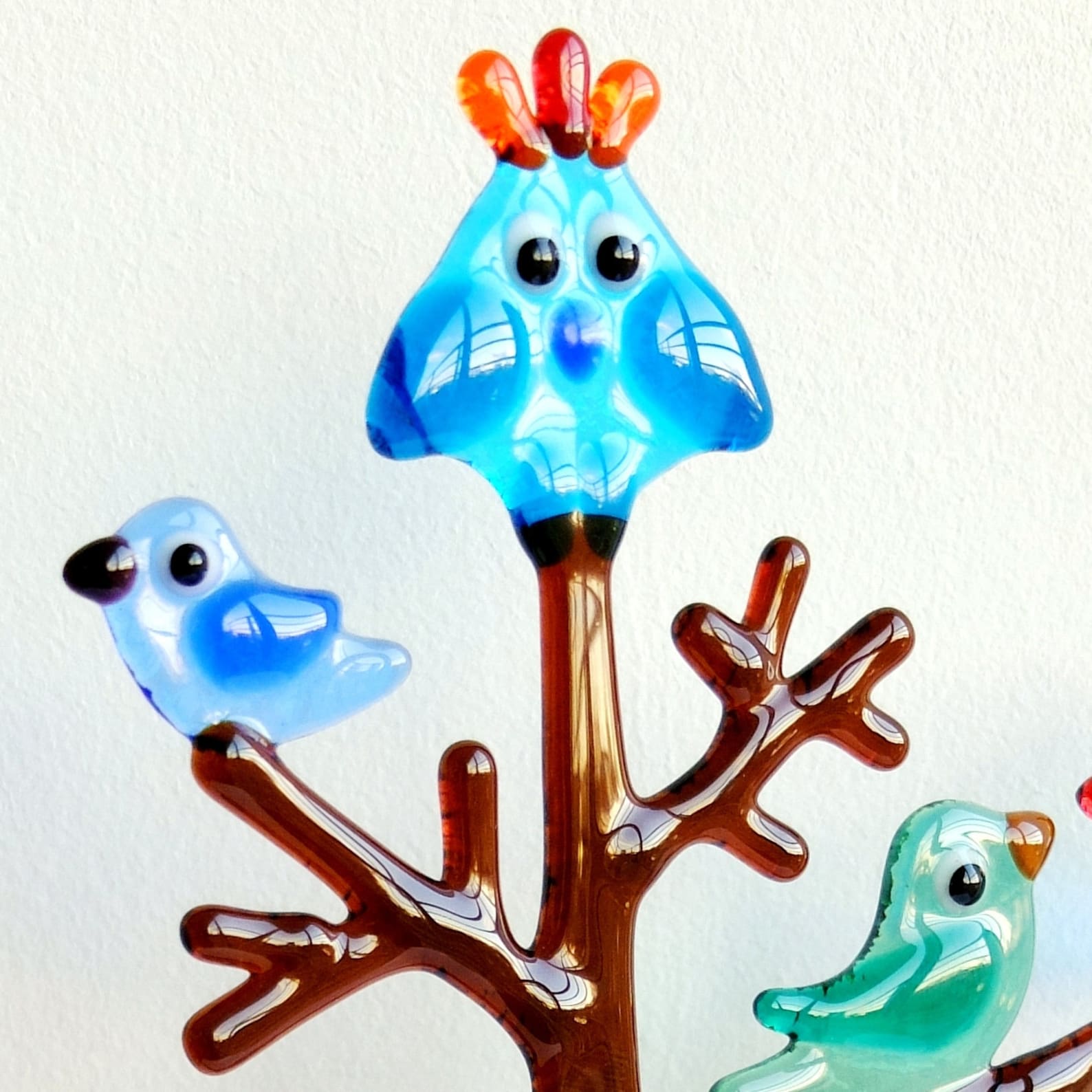 Fused Glass Tree With Birds Color Glass Birds Glass | Etsy