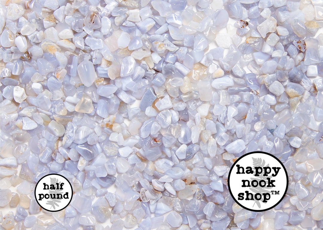 Bulk Blue Lace Agate Crystal Chips, 1/2 Pound TUMBLED Healing Gemstones ...
