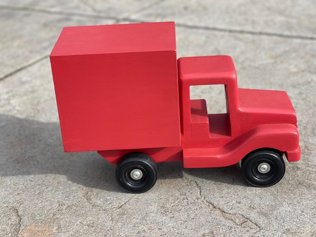 Vintage Red Box Truck Wood Handmade 16” Long - Etsy