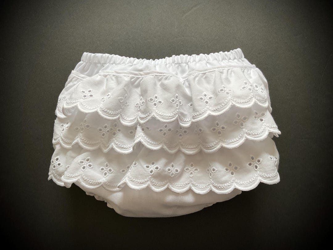 Baby Girls Diaper Cover/ Eyelet Lace Ruffles/ Baby Girl/ White Ruffle ...