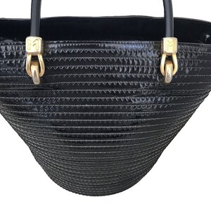 Authentic BRUNO MAGLI Black Patent Leather Bag Purse Handbag Basket ...