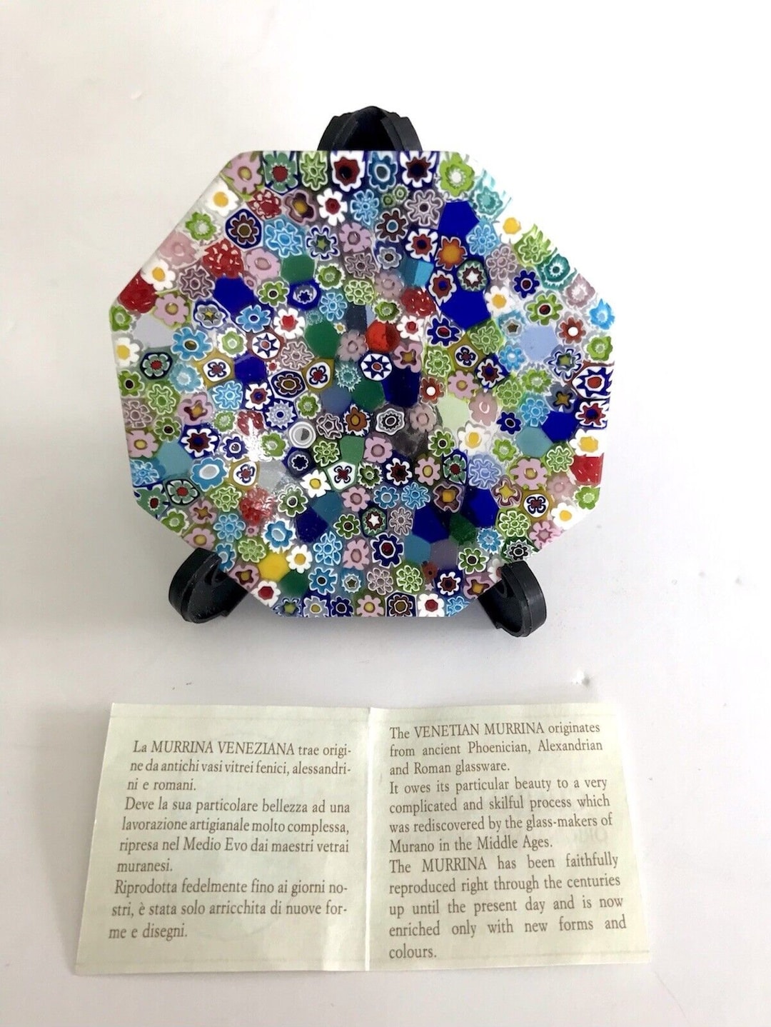 Antica Murrina Milleflori Plate Dish W Stand Octagon Venice Murano ...